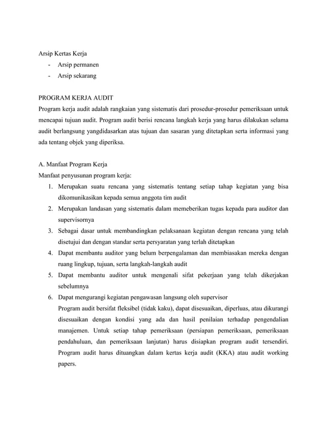 Audit bab 3 kertas kerja audit dan program audit | PDF