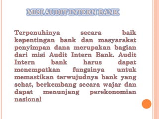 Audit Bank Standart Pelaksanaan Fungsi Audit Intern Bank (SPFAIB) | PPT