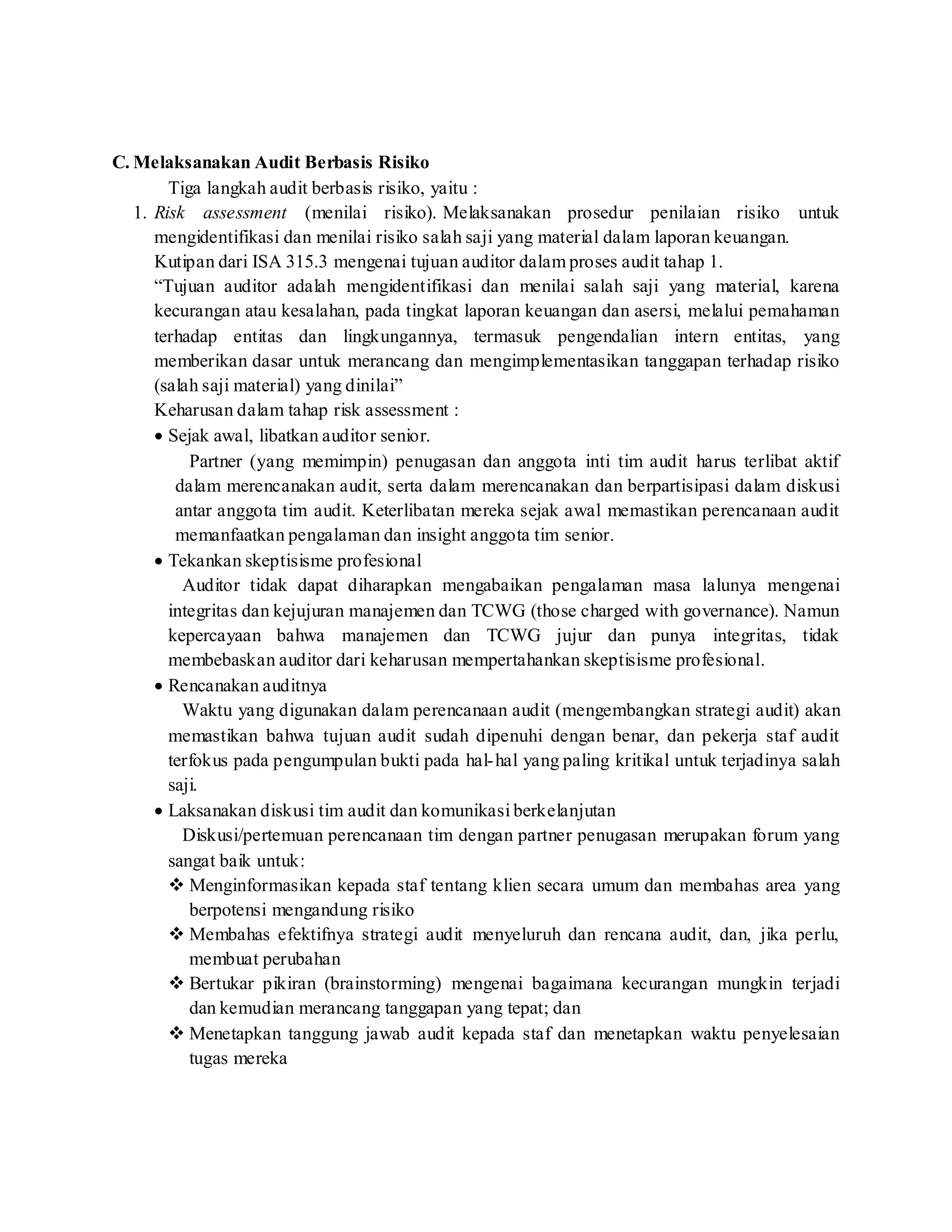 Audit berbasis risiko quiz 3 | PDF