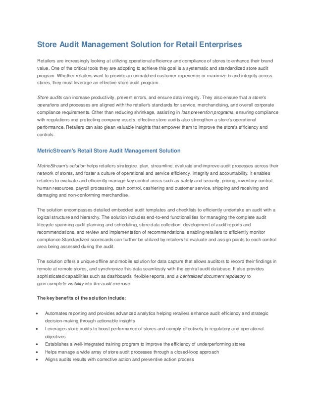 Audit Best Practices In Retail Sector