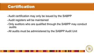 HR Audits go live! Slides by Christine Botha: Head of SABPP Audit Unit ...