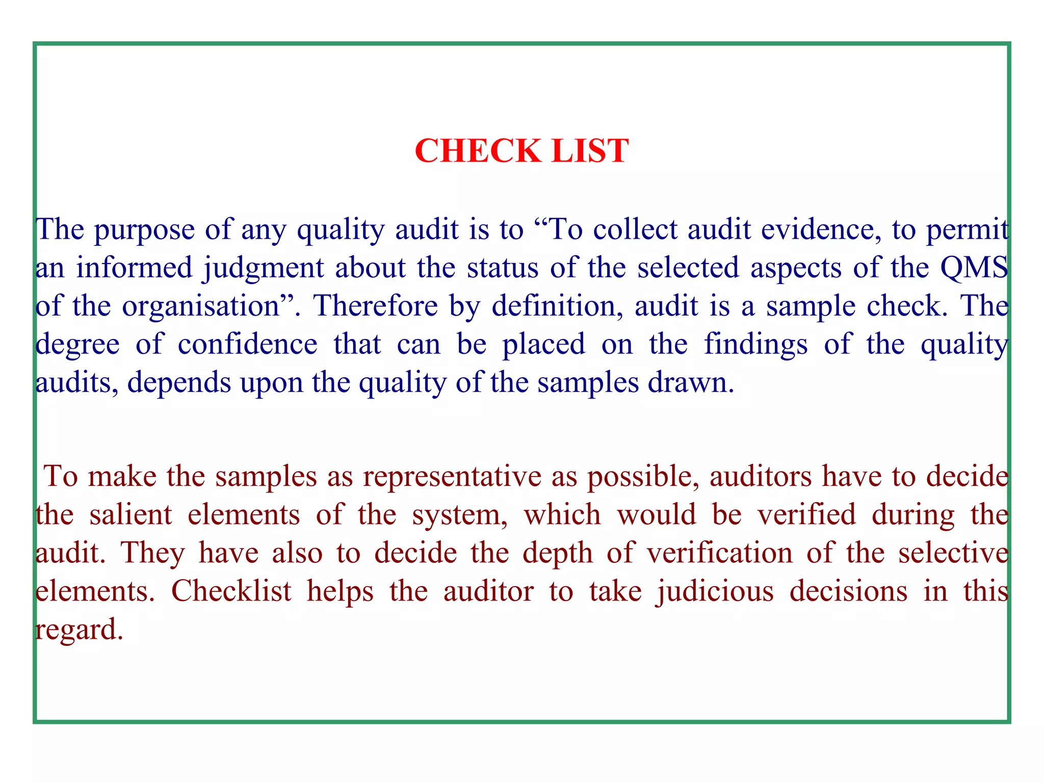Audit Check List | PPT