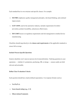 Audit Checklist Design Aligning with ISO, IATF, and Industry Standards ...