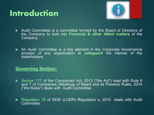 Audit committee - Companies Act & SEBI (LODR) | PPTX
