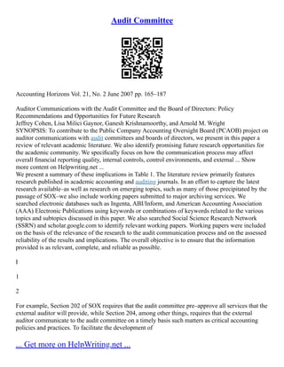 Audit Committee | PDF