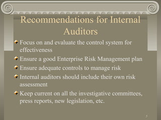 Audit, control and enterprise wide risk management | PPT
