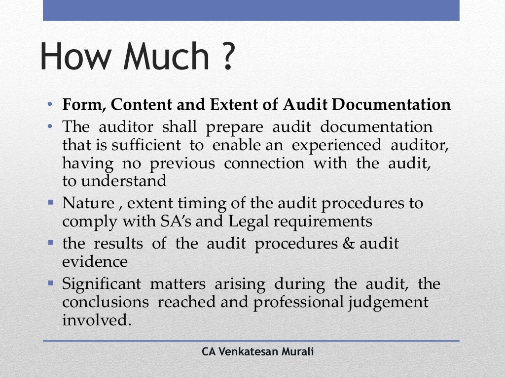 Audit documentation