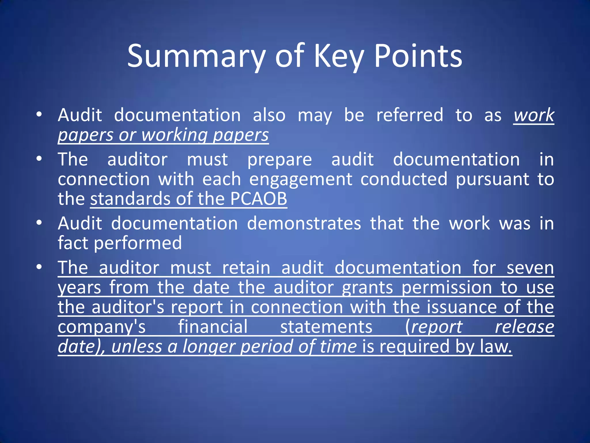 Audit Documentation Presentation | PPTX