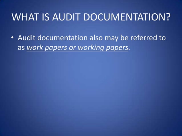 Audit Documentation Presentation | PPTX