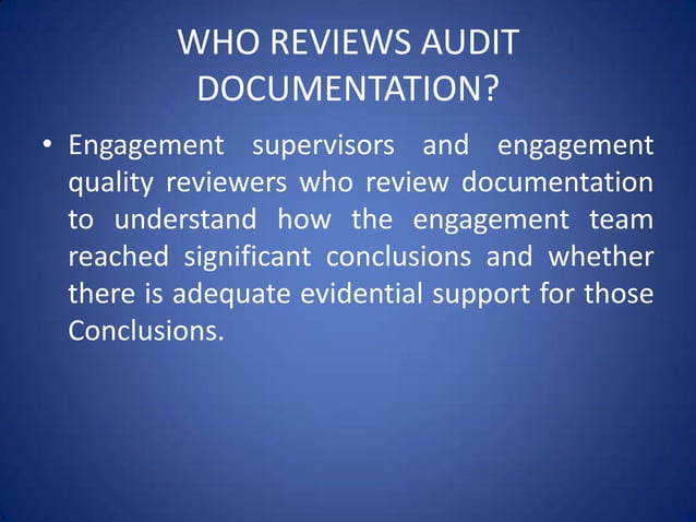 Audit Documentation Presentation | PPTX