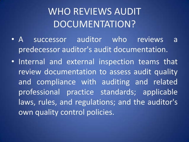 Audit Documentation Presentation | PPTX