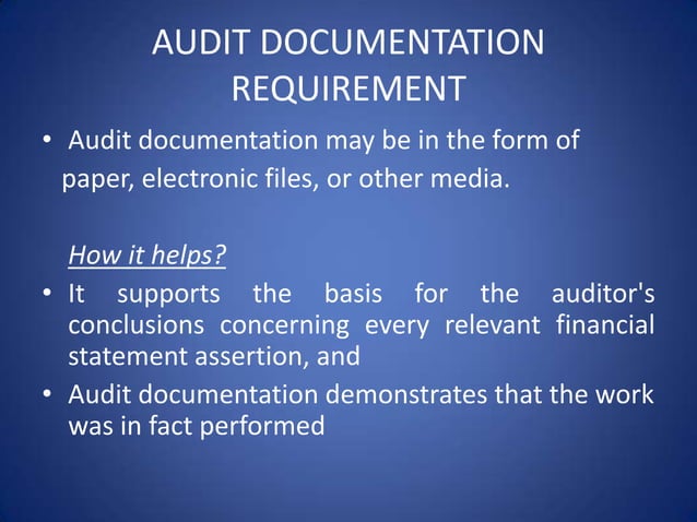 Audit Documentation Presentation | PPTX