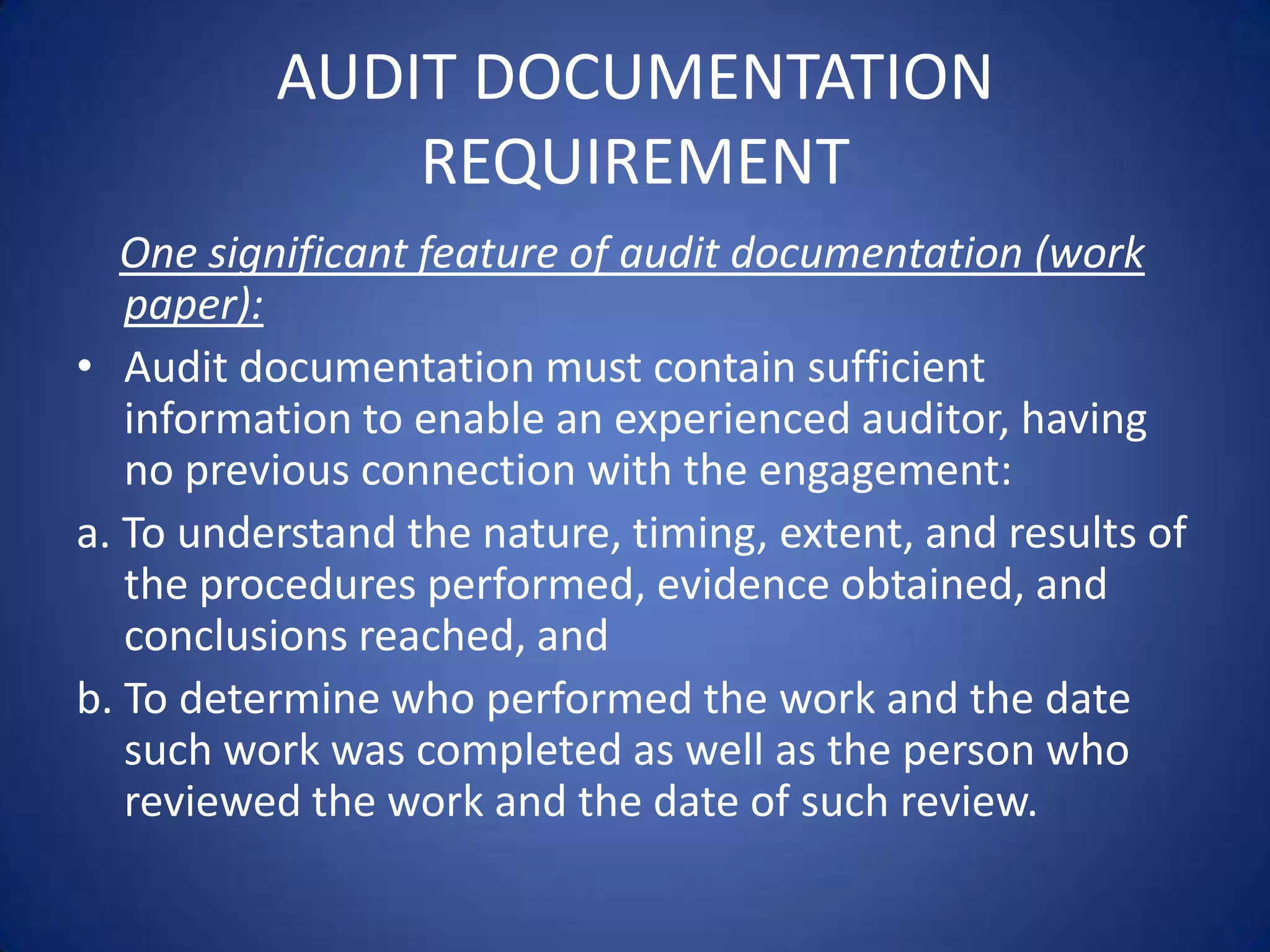 Audit Documentation Presentation | PPTX