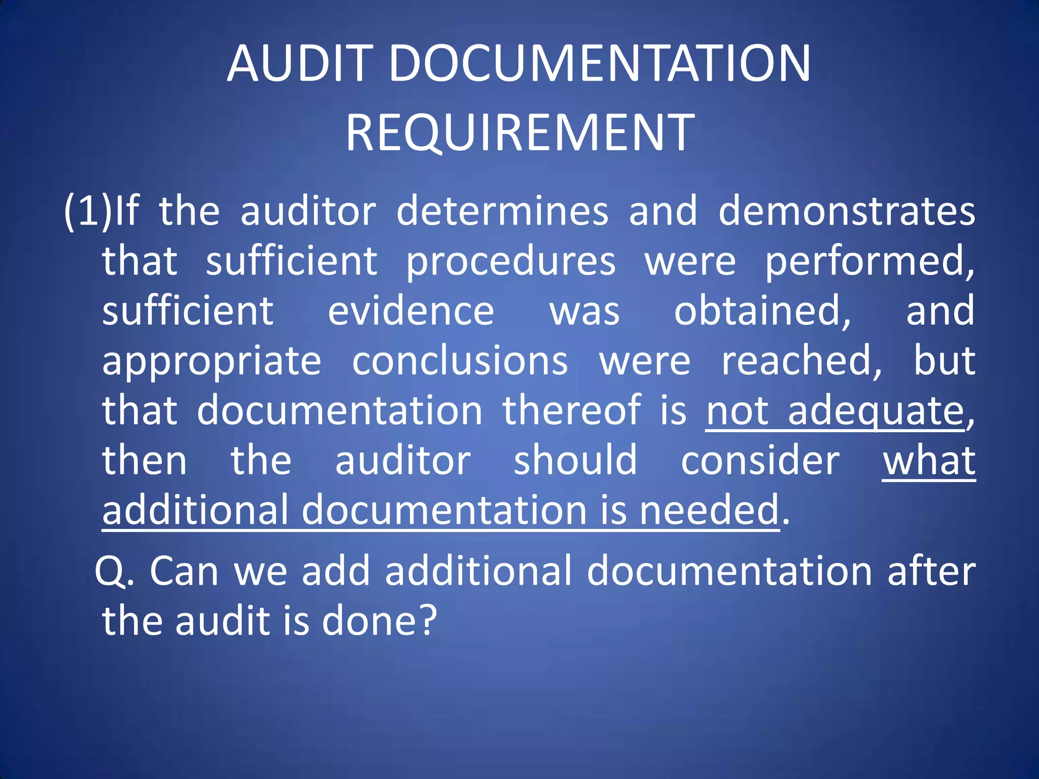 Audit Documentation Presentation | PPTX