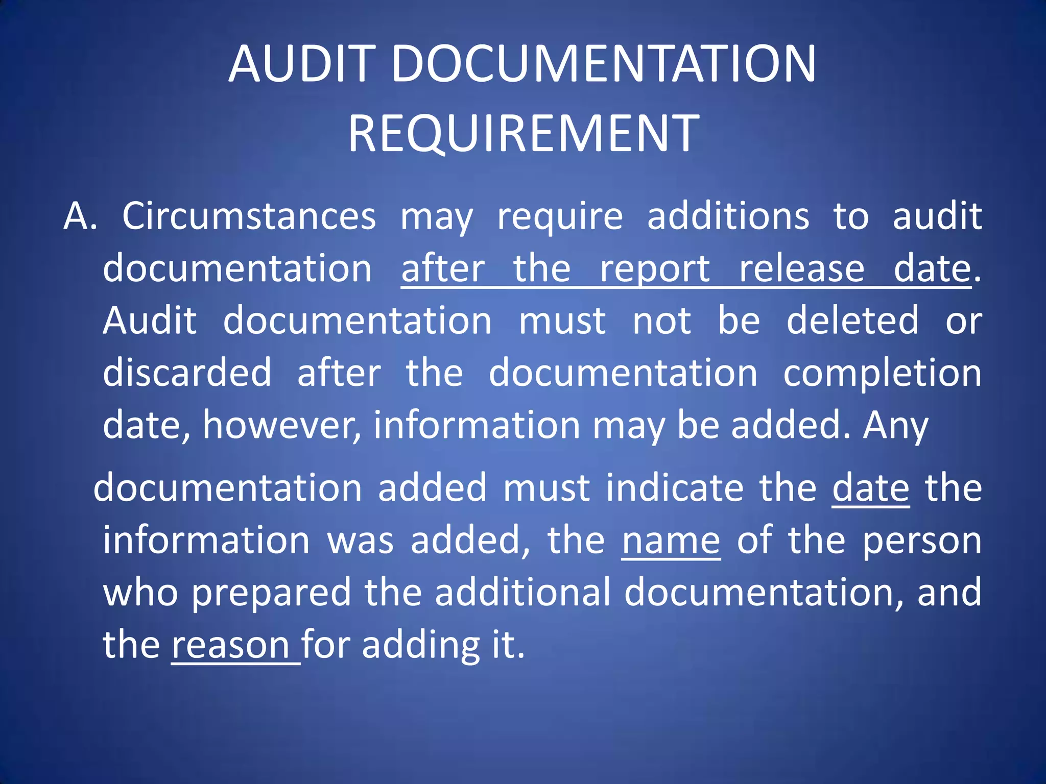 Audit Documentation Presentation | PPTX