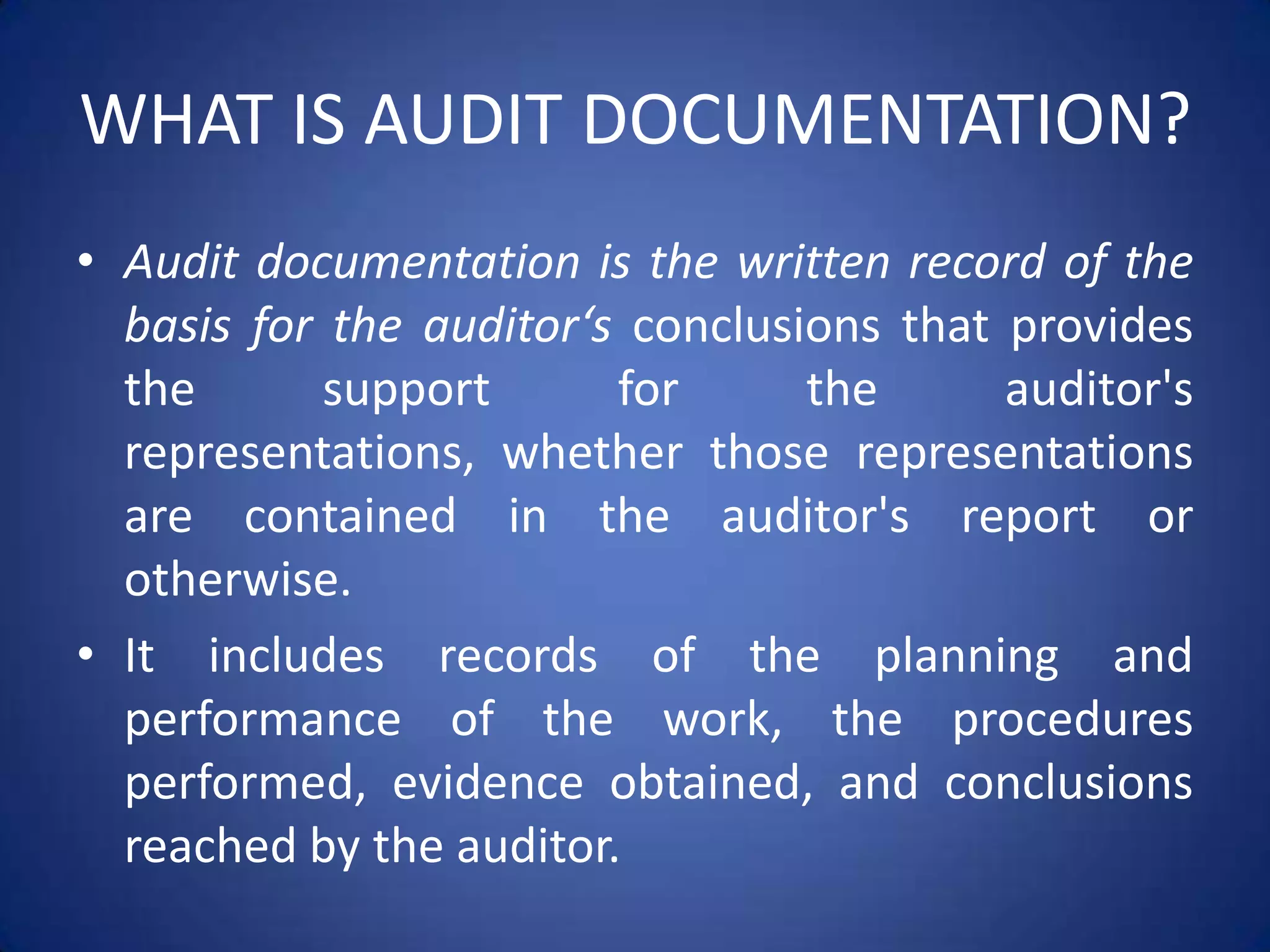 Audit Documentation Presentation | PPTX