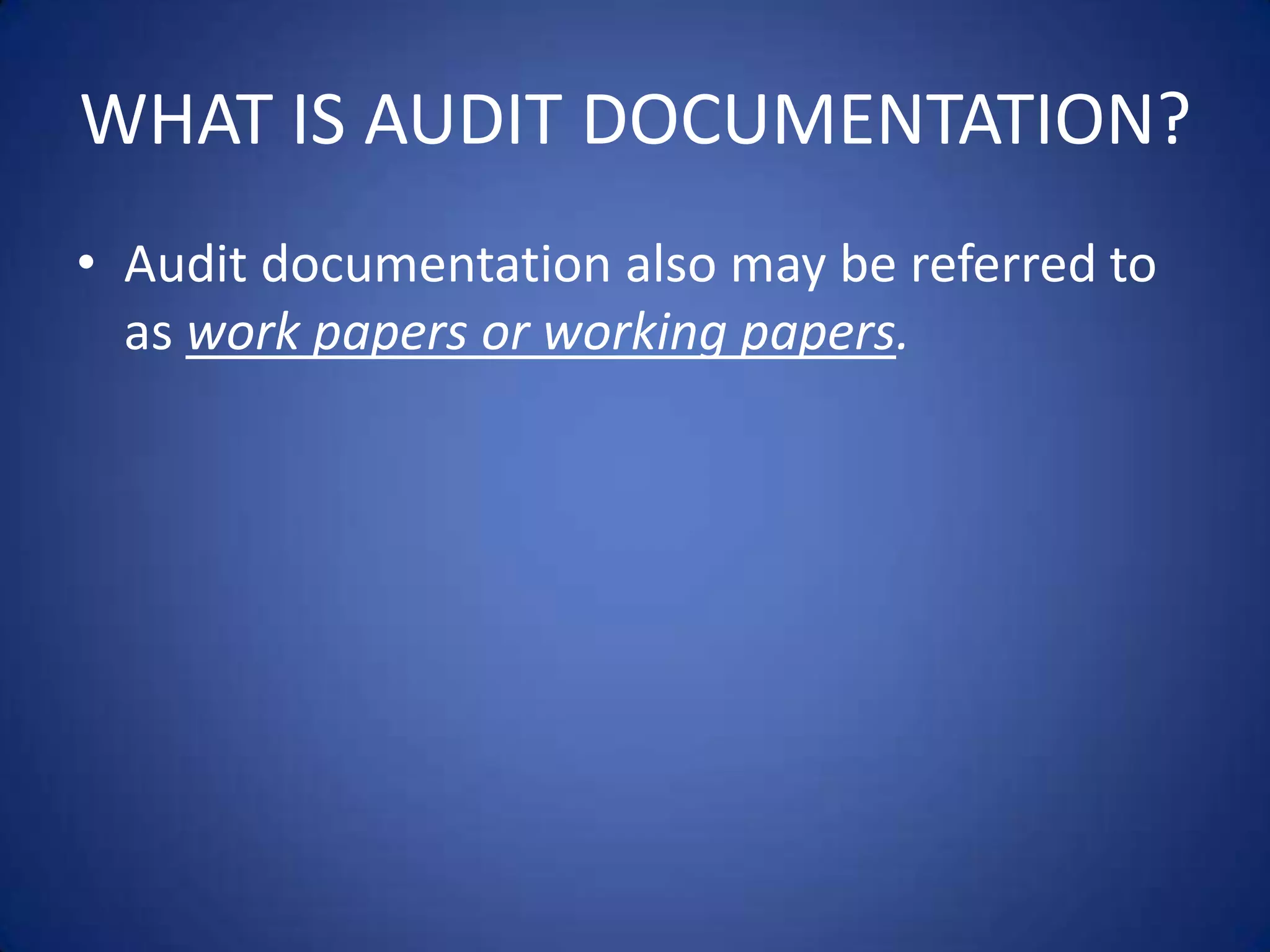 Audit Documentation Presentation | PPTX