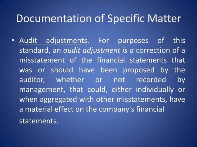 Audit Documentation Presentation | PPTX