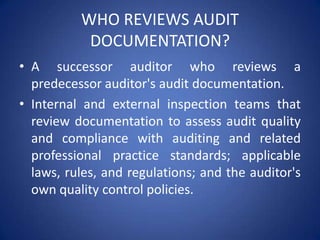 Audit Documentation Presentation | PPTX