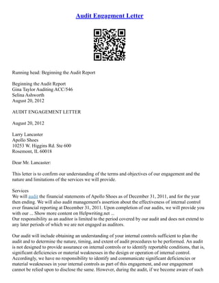 Audit Engagment Letter | PDF