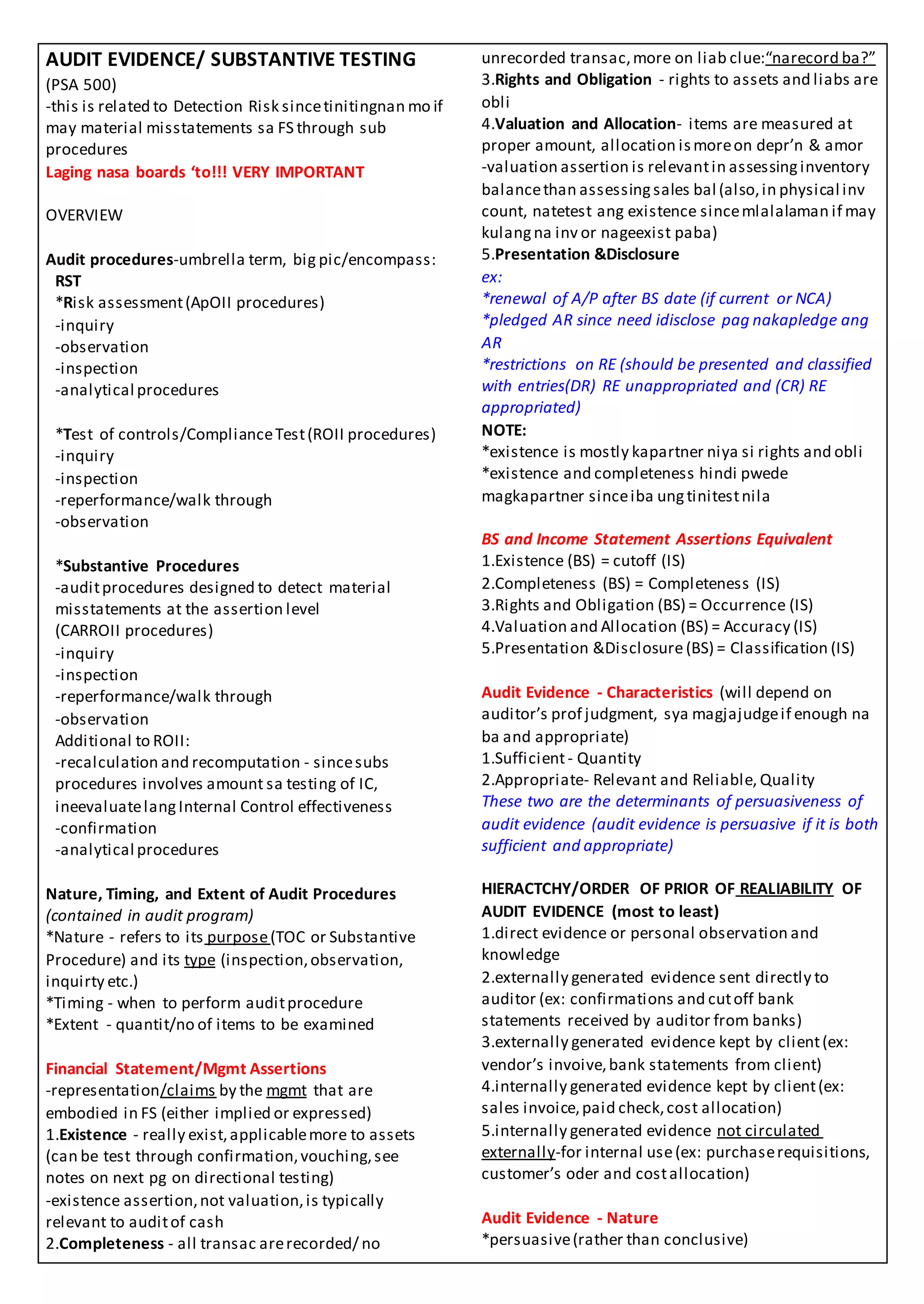 AUDIT EVIDENCE-SUBSTANTIVE TESTING.docx