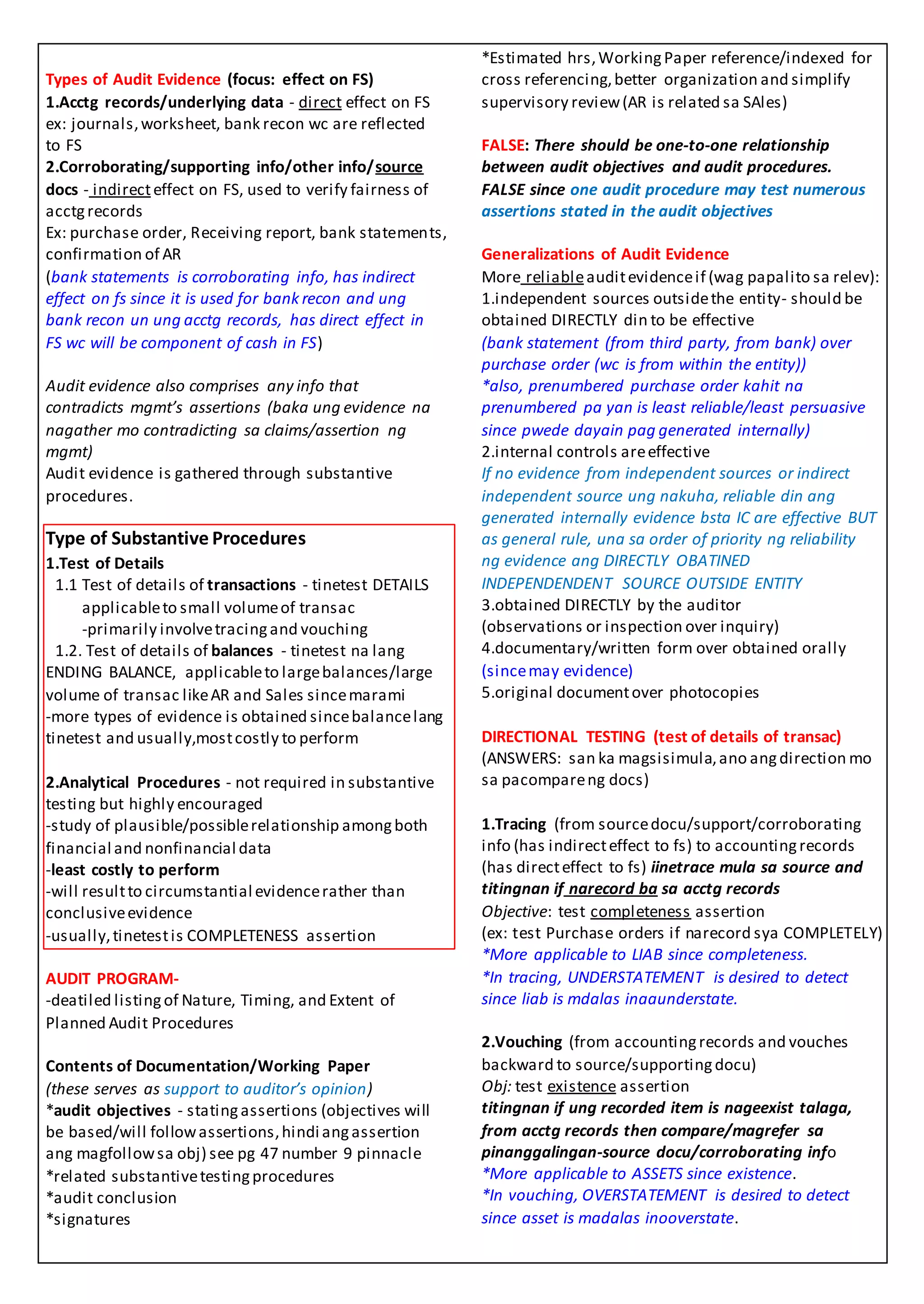 AUDIT EVIDENCE-SUBSTANTIVE TESTING.docx | Business | Business and Finance