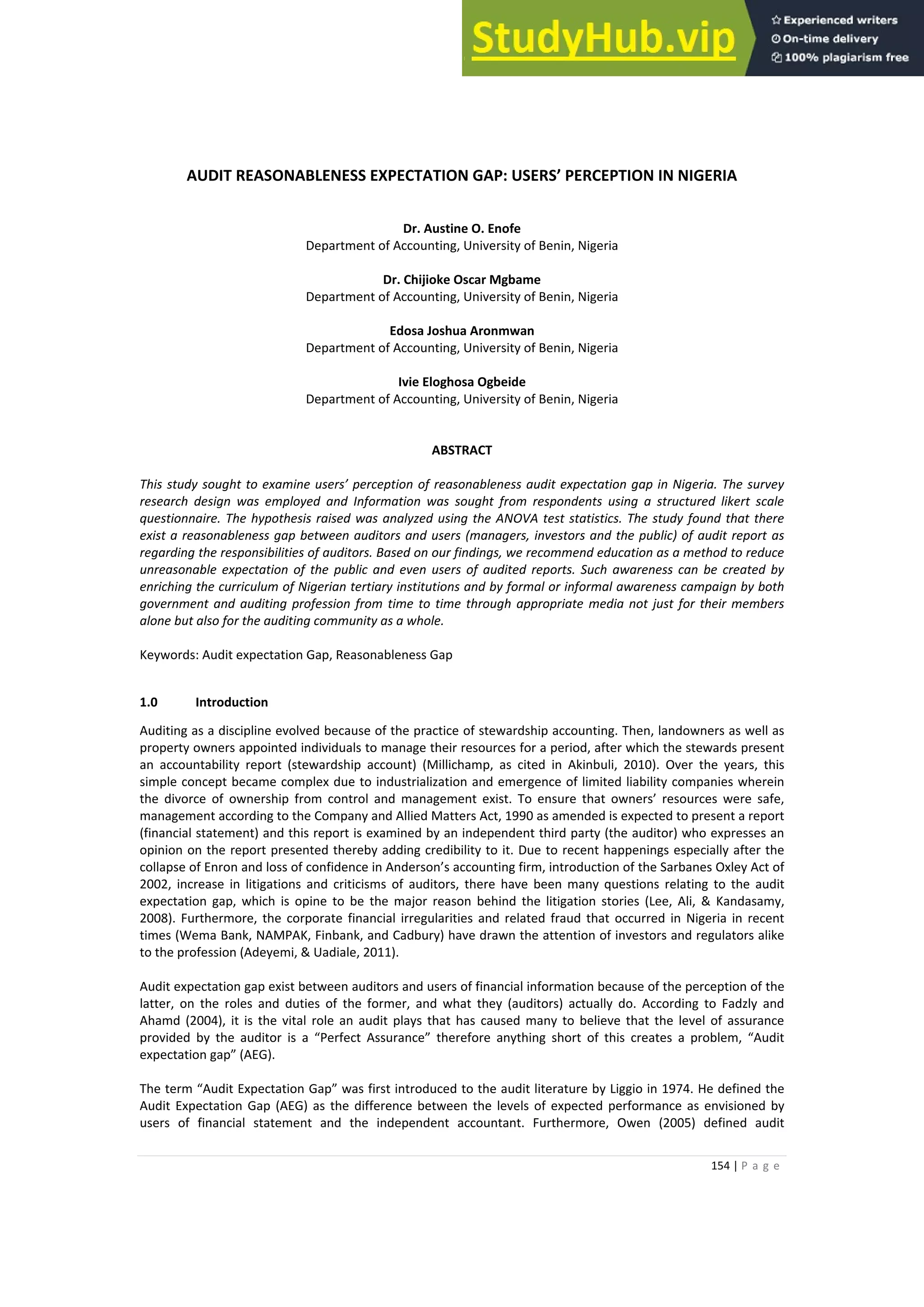 Audit Expectation Gap | PDF