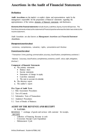 Assertions in the Audit of Financial Statements (Audit) | DOCX