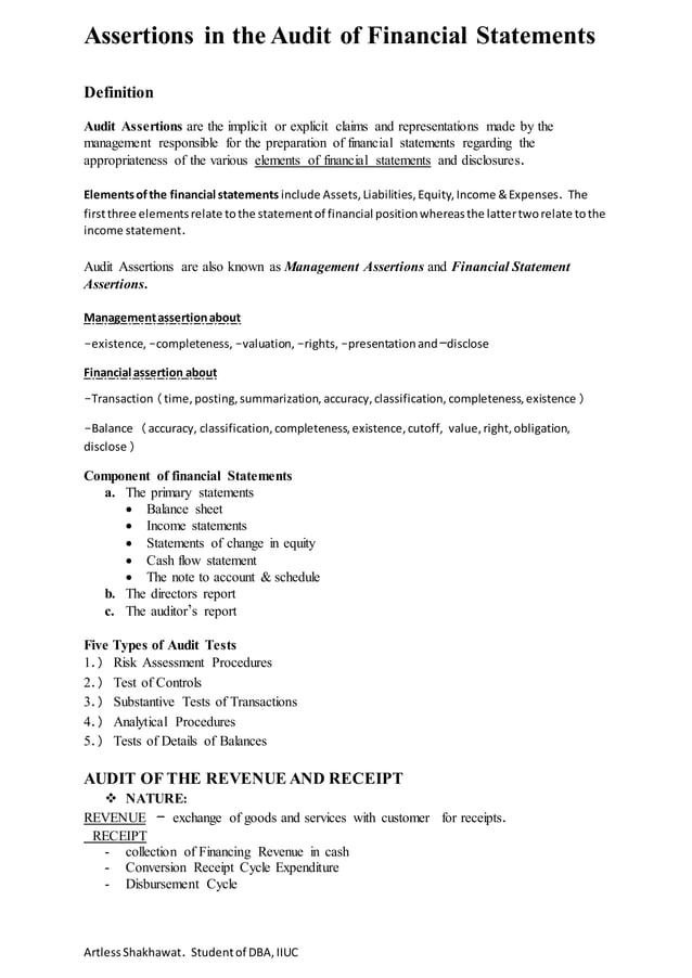 Assertions in the Audit of Financial Statements (Audit) | DOCX