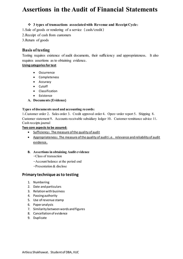 Assertions in the Audit of Financial Statements (Audit) | DOCX