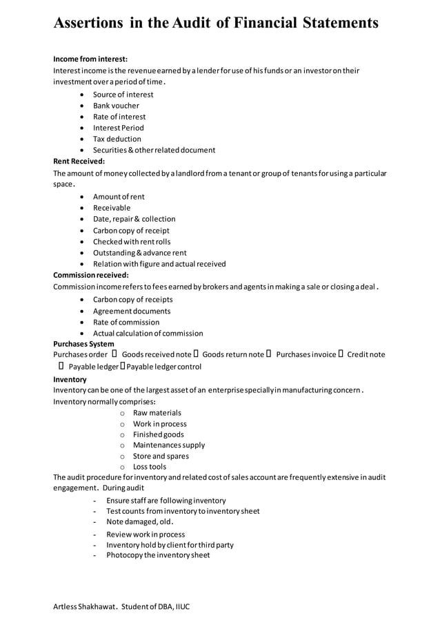 Assertions in the Audit of Financial Statements (Audit) | DOCX