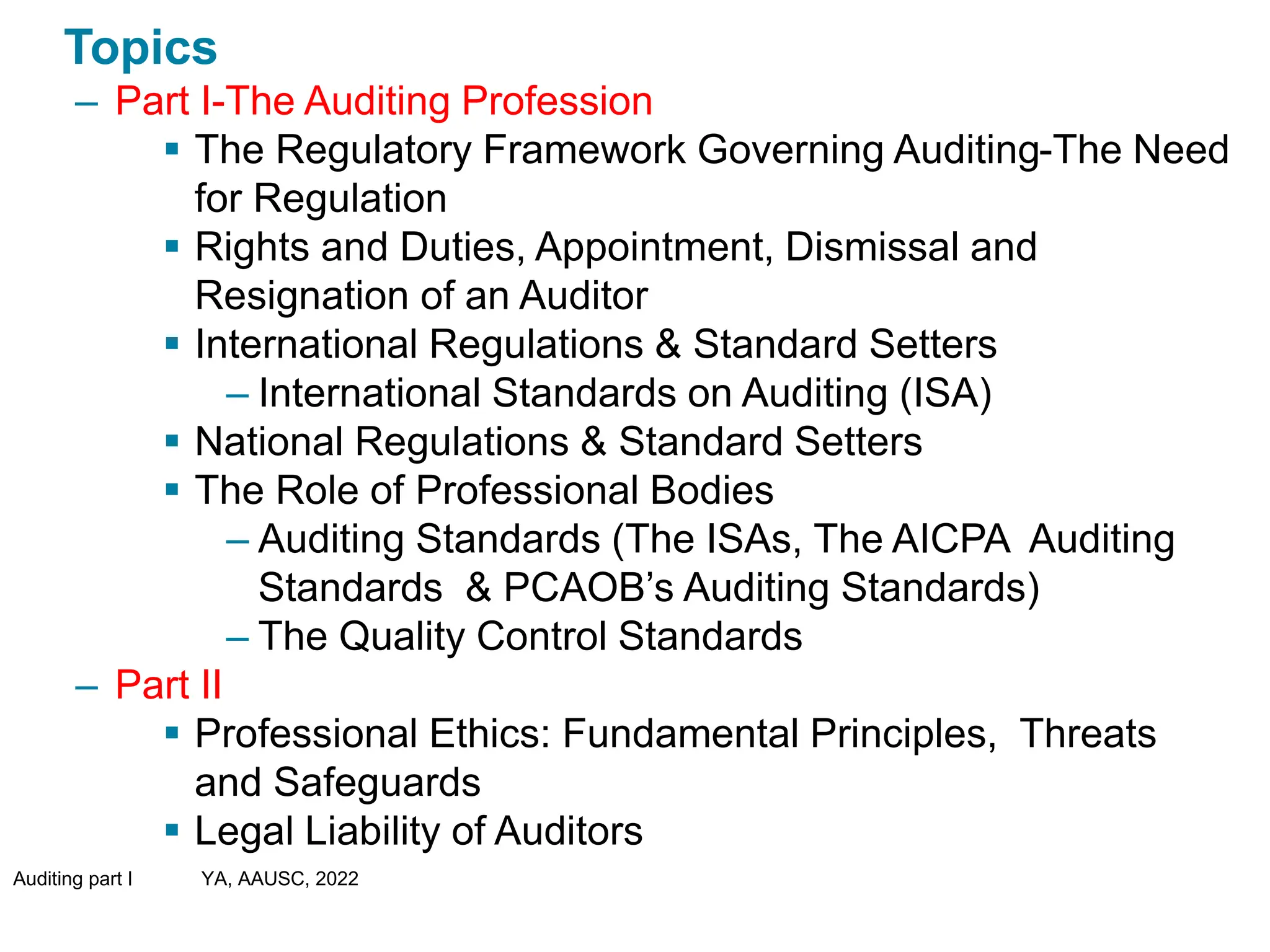 Audit I - Chapter 2, Pt. I, The Auditing Profession (1).pptx