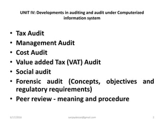 Audit in computerised informaton system environment and recent development in audit | PPT