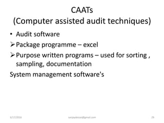Audit in computerised informaton system environment and recent development in audit | PPT