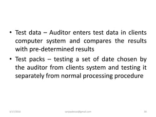 Audit in computerised informaton system environment and recent development in audit | PPT