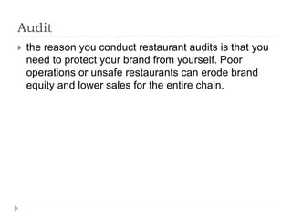 Audit plan for Restaurant | PPTX