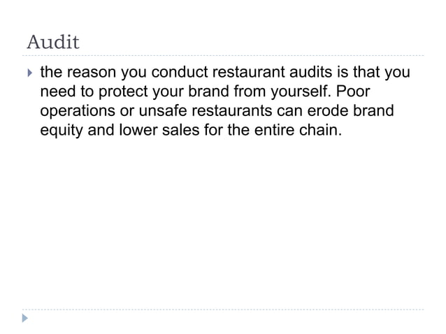 Audit plan for Restaurant | PPTX