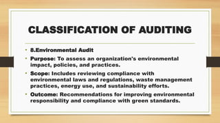AUDITING TYPES-INTERNAL,EXTERNAL,IT,PERFORMANCE,... | PPT
