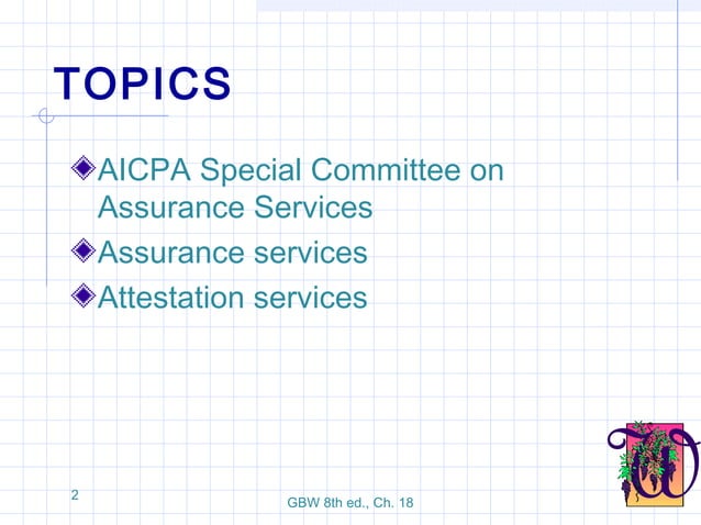 Auditing aicpa, assurance and attestation services | PPT