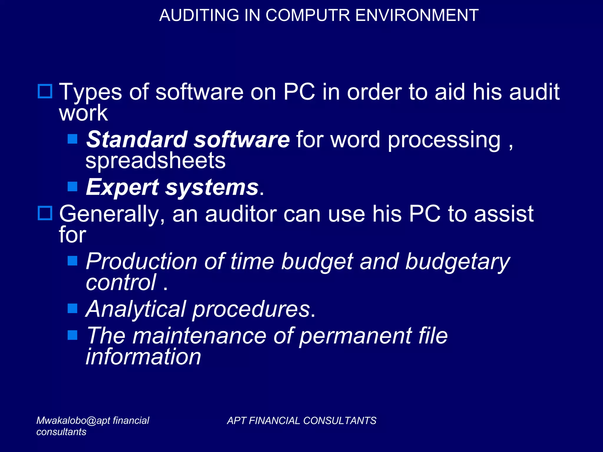 Auditing In Computer Environment Presentation | PPT