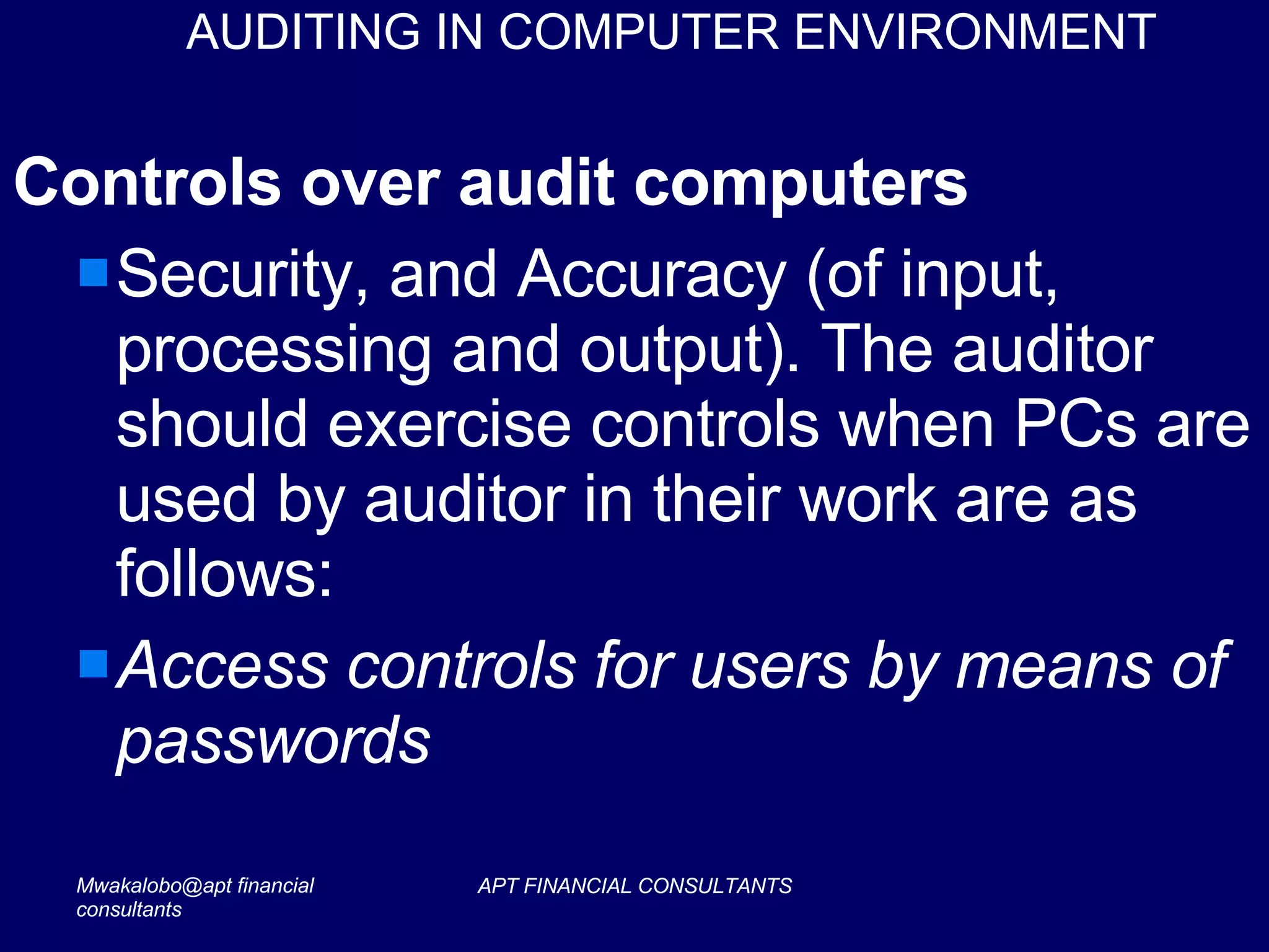 Auditing In Computer Environment Presentation | PPT