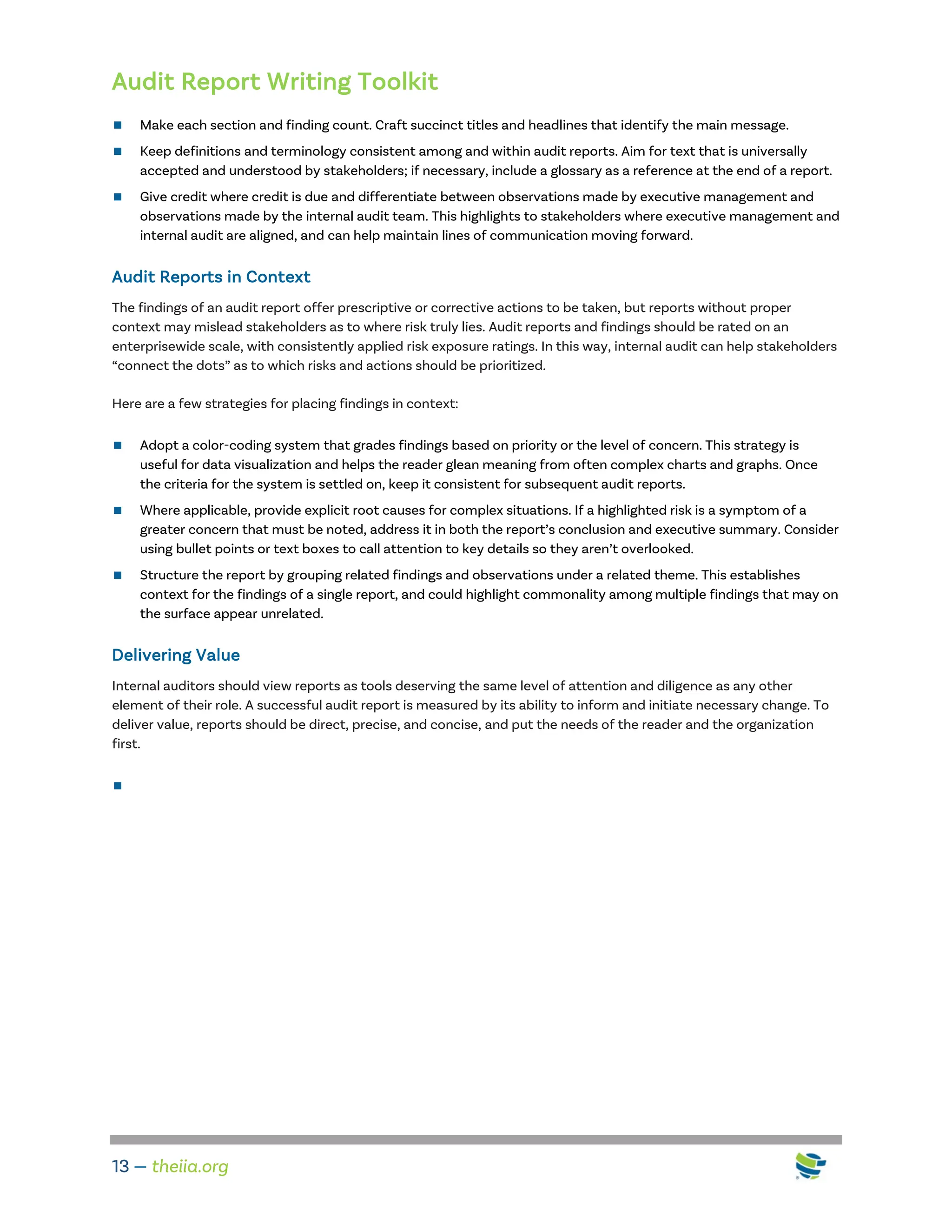 auditing-report-writing-toolkit that will help the Auditors. | PDF