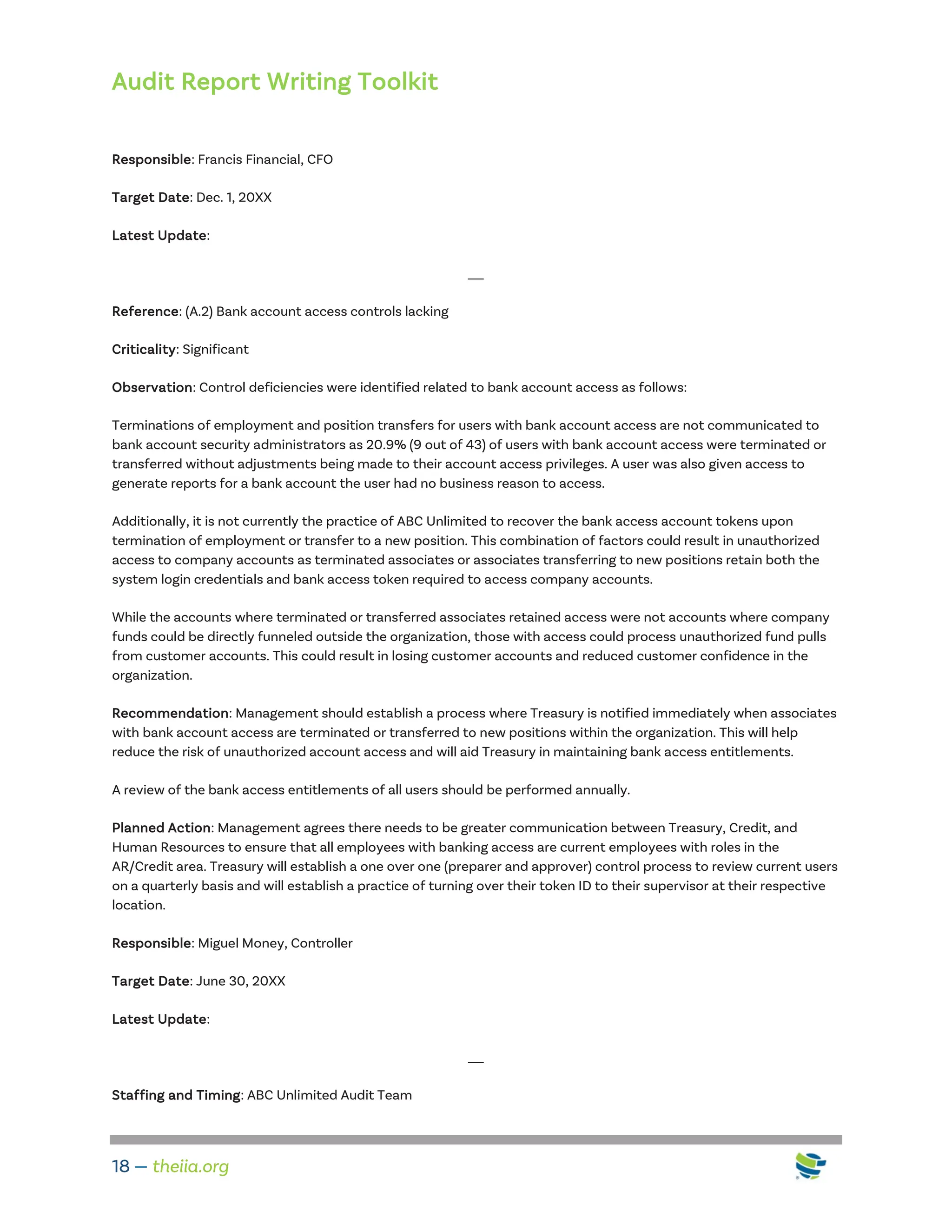 auditing-report-writing-toolkit that will help the Auditors. | PDF