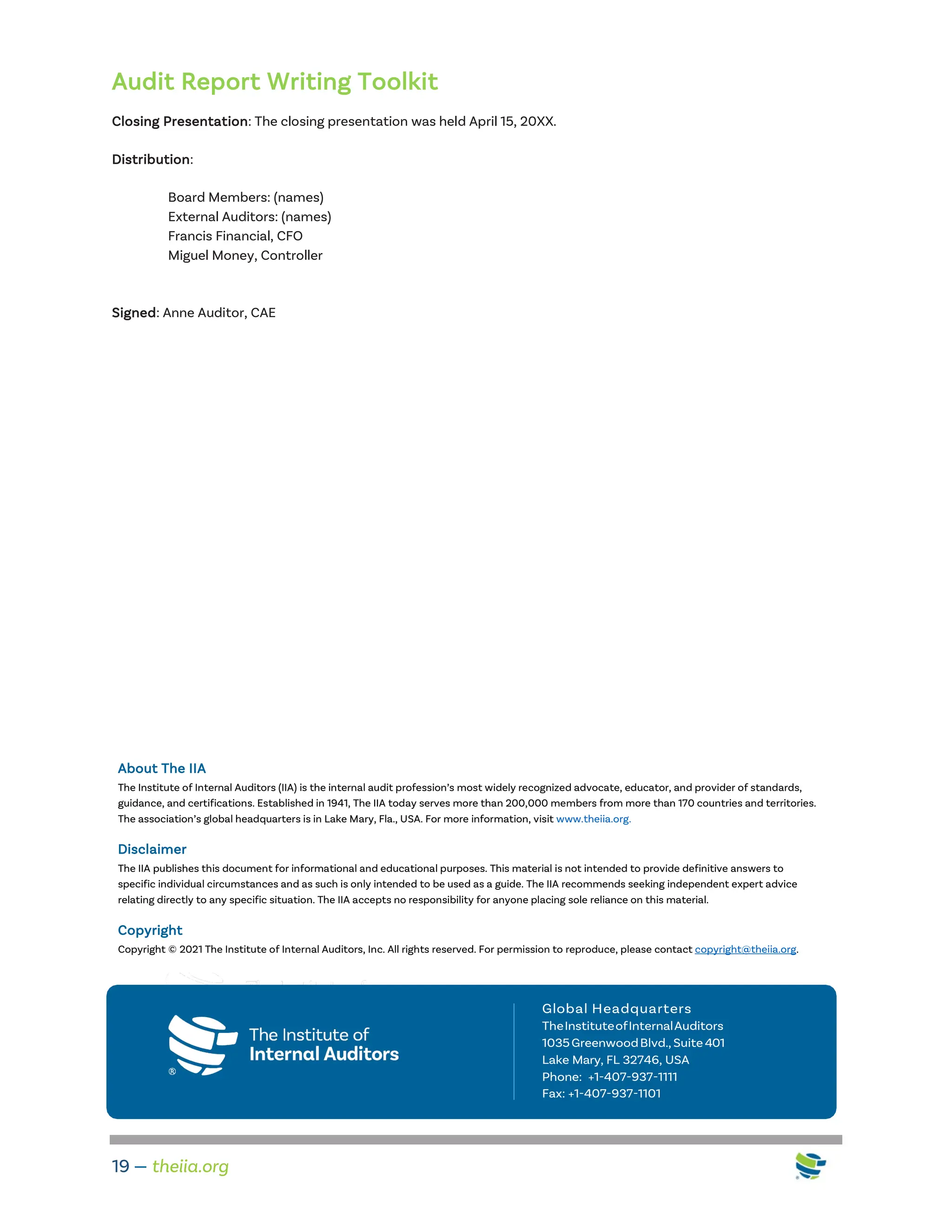 auditing-report-writing-toolkit that will help the Auditors. | PDF