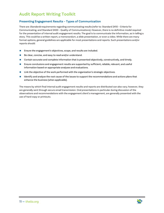 auditing-report-writing-toolkit that will help the Auditors. | PDF