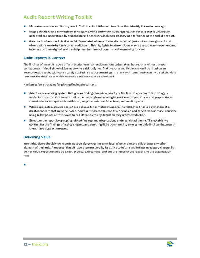 auditing-report-writing-toolkit that will help the Auditors. | PDF