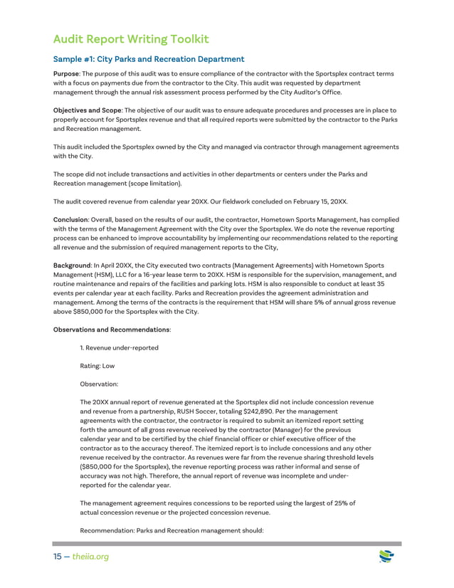 auditing-report-writing-toolkit that will help the Auditors. | PDF