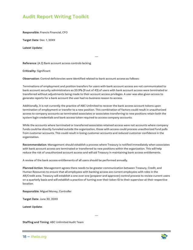 auditing-report-writing-toolkit that will help the Auditors. | PDF