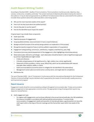 auditing-report-writing-toolkit that will help the Auditors. | PDF