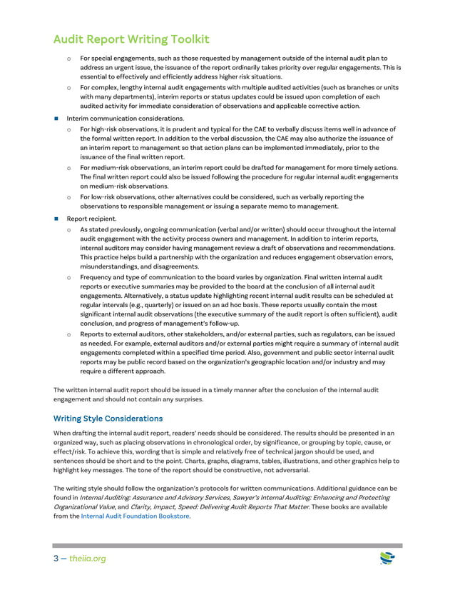 auditing-report-writing-toolkit that will help the Auditors. | PDF